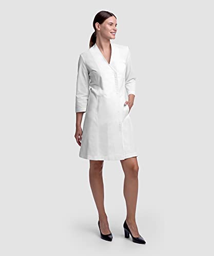 Dr. James Lab Coat for Women Minimalistic Semi-Tailored A-Line Shape Short Sleeves (8)