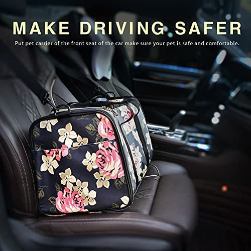 SUPPETS Pet Carrier Airline Approved Cat Carrier Breathable Mesh Pet Travel Carrier for Cats Dogs with Washable Portable Mat,Detachable Shoulder Strap,Blue Peony