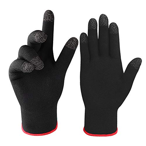 ZEPOHCK Game Gloves, Anti-Sweat Breathable Touch Finger Gaming Glove for Highly Sensitive Nano-Silver Fiber Material, Support Almost All Mobile Gaming (Black)