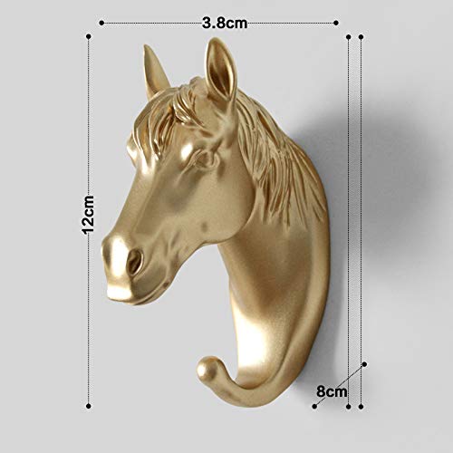 Animal Head Key Hooks Decorative for Wall Creative Resin Hook Hanger (Pack 6) Animal Shaped Coat Hat Hook Wall Hanging Wall Hook Decorative Gift (Gold)