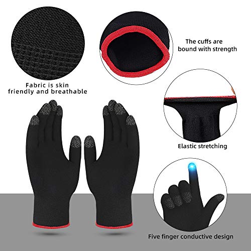 ZEPOHCK Game Gloves, Anti-Sweat Breathable Touch Finger Gaming Glove for Highly Sensitive Nano-Silver Fiber Material, Support Almost All Mobile Gaming (Black)
