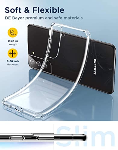 Humixx Crystal Clear for Samsung Galaxy S21 Case, [Never Yellow][Military Grade Shockproof] Galaxy S21 Case Soft TPU Slim Fit Yet Protective Samsung S21 Case 5G 6.2" - Clear