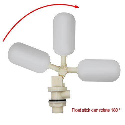 NC 3PCS Water Float Valve with Adjustable Arm, Automatic 3/4 Float Ball Valve with Water Level Shut Off for Water Tank Pond Livestock Horse Cattle Goat Sheep Pig Dog Waterer