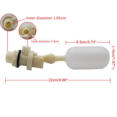NC 3PCS Water Float Valve with Adjustable Arm, Automatic 3/4 Float Ball Valve with Water Level Shut Off for Water Tank Pond Livestock Horse Cattle Goat Sheep Pig Dog Waterer
