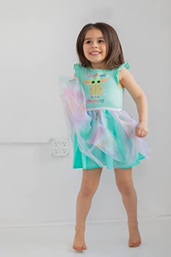 STAR WARS The Child Toddler Girls Short Sleeve Dress Teal 5T
