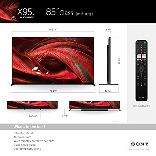 Sony XR85X95J Bravia XR X95J 85" 4K HDR Full Array LED Smart TV with a Austere V Series 4K HDMI Cable 2.5m (2021)(Used)
