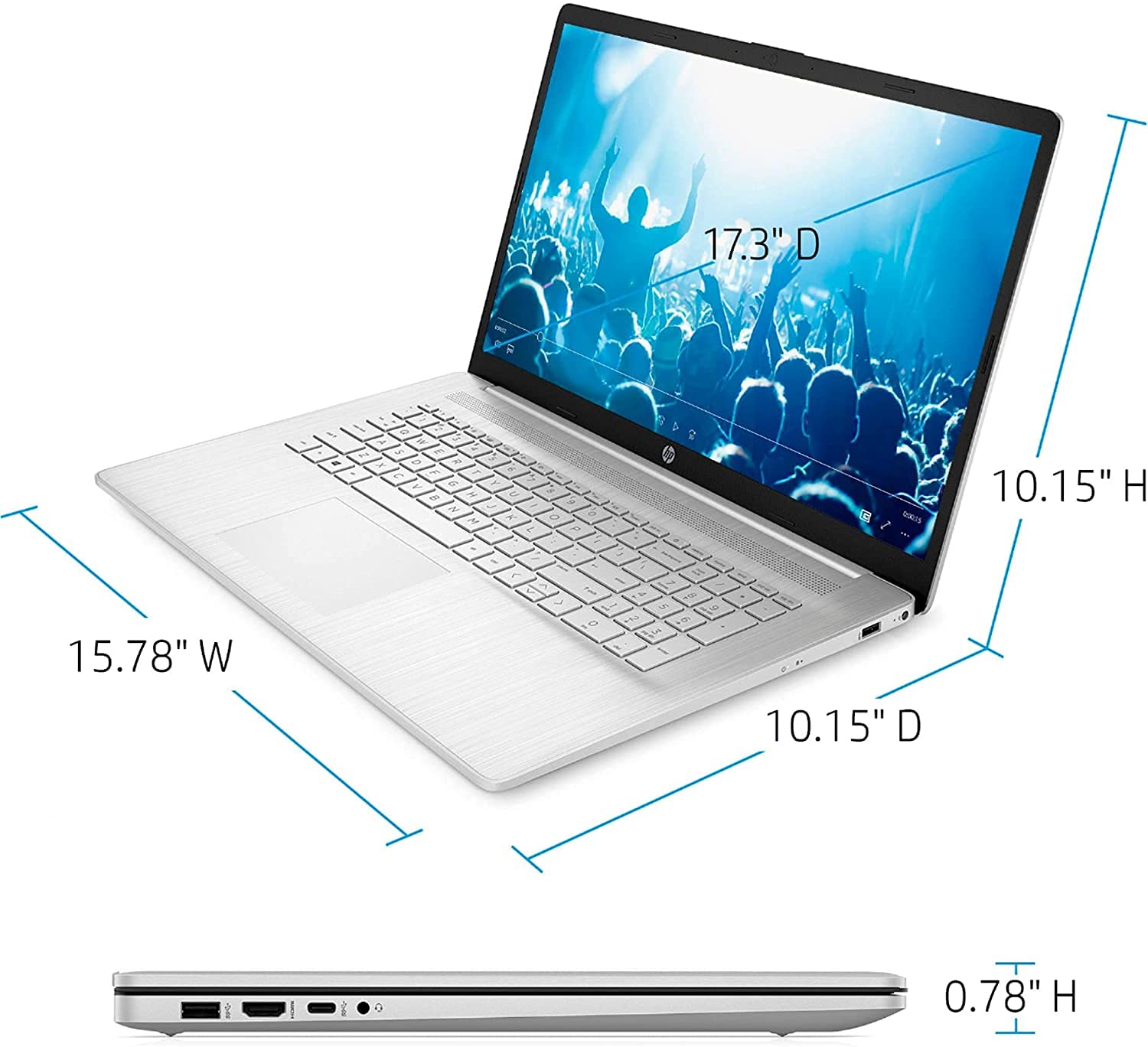 HP 2021 17.3" HD+ IPS Gaming Laptop Computer, 11th Gen Intel Core i3-1115g4 up to 4.1 GHz,32GB RAM, 1TB SSD, Intel UHD Graphics, Windows 10 with TF Bundle