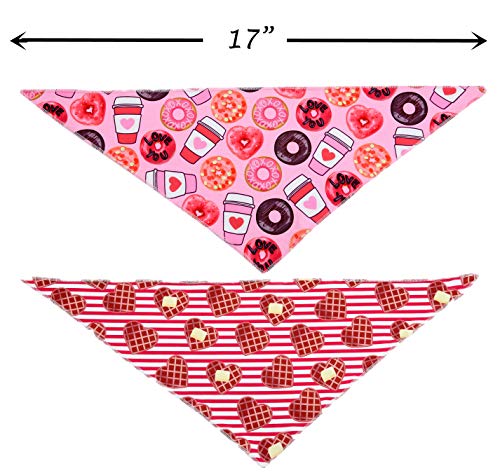 Valentines Day Dog Bandana 2 Pack - Triangle Bibs Pet Scarf for Small Dogs Puppy Cat