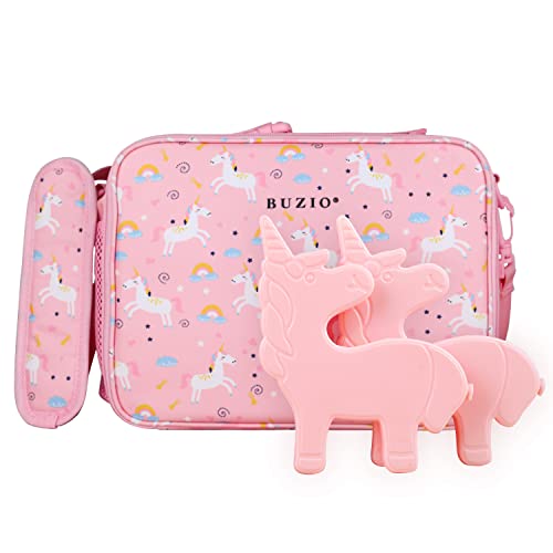 Kids Lunch Box Insulated with 2 Reusable Ice Packs, Large Lunch Bag Soft, Double Insulated, Durable, Water-Resistant Fabric with Zippered Pockets and Bottle Holder, Thermal Meal Tote Kit, Unicorn