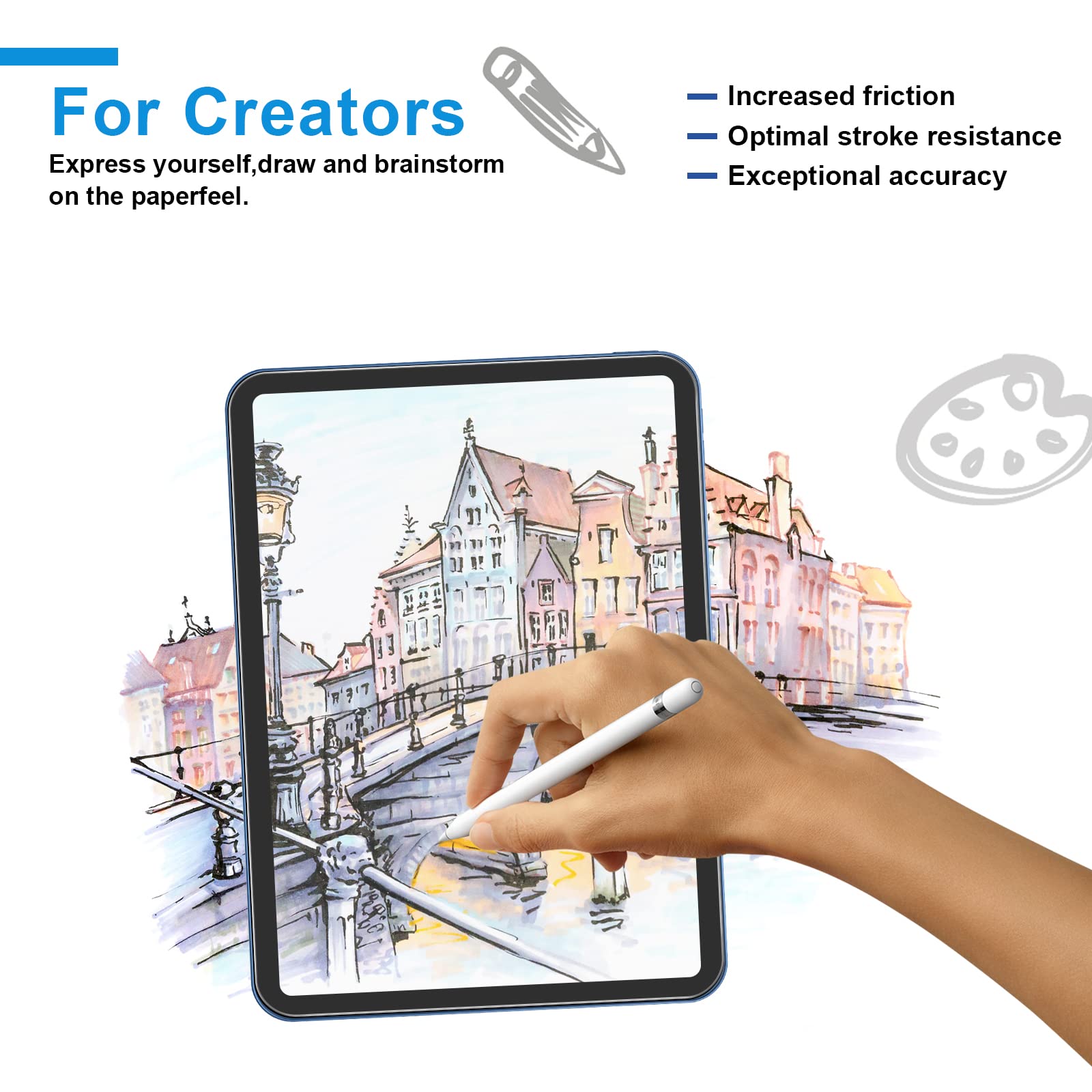 (3 Pack) Paper Screen Protector Compatible with iPad 10th Generation 2022 10.9inch, Anti Glare Matte Paper Screen Protector - Write, Draw & Sketch with Apple Pencil as Using on Paper