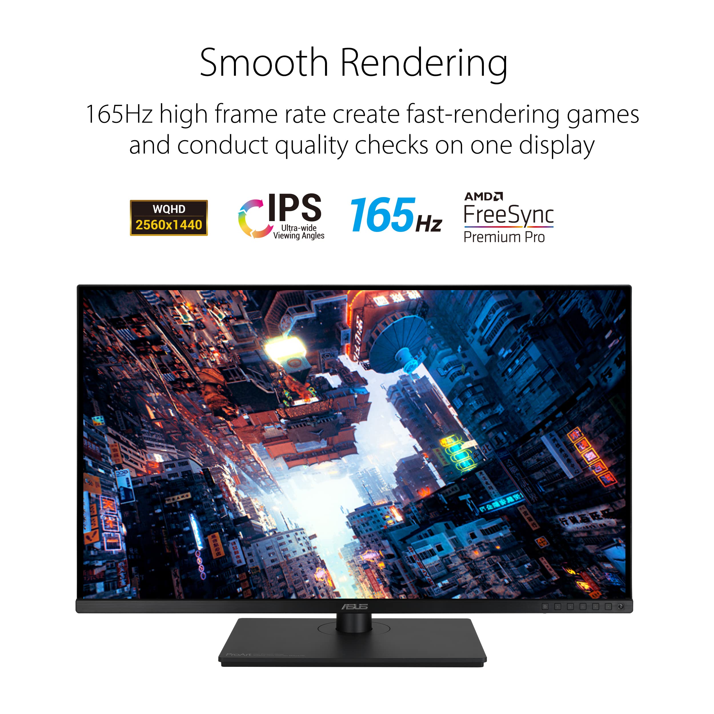 ASUS ProArt Display 32” 1440P Monitor (PA328CGV) - IPS, 165Hz, 95% DCI-P3, 100% sRGB/Rec.709, ΔE < 2, Calman Verified, USB-C Power Delivery, HDMI, USB 3.1 Hub, Compatible With Laptop & Mac Monitor
