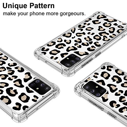 KANGHAR for Samsung Galaxy A51 5G Black Leopard Cute Pattern Shockproof Clear Four Corners Cushion Durable Hard PC + Soft TPU Bumper Anti-Scratch Full Body Protection Crystal Cover-6.5inch