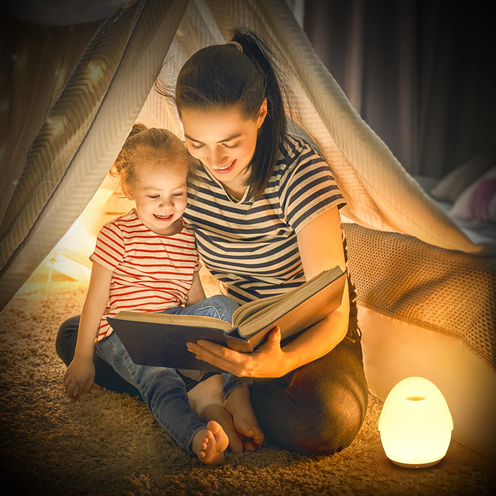 Loycco Baby Night Light, Rechargeable Night Lights for Kids Room with 8 Colors Changing, Dimmable Nursery Night Light with Touch Control, Timer, Night Light Lamp for Breastfeeding, Up to 100H