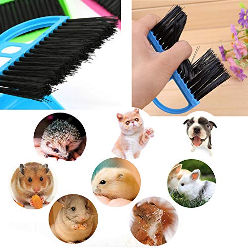 Hamiledyi Small Pet Cage Cleaner Set, Disposable Rabbit Cage Liner, Guinea Pig Playpen Mini Hand Broom Dustpan, Cleaning Brush Sand Scooper Floor for Rabbit Chinchilla Hedgehogs