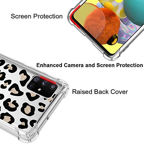 KANGHAR for Samsung Galaxy A51 5G Black Leopard Cute Pattern Shockproof Clear Four Corners Cushion Durable Hard PC + Soft TPU Bumper Anti-Scratch Full Body Protection Crystal Cover-6.5inch