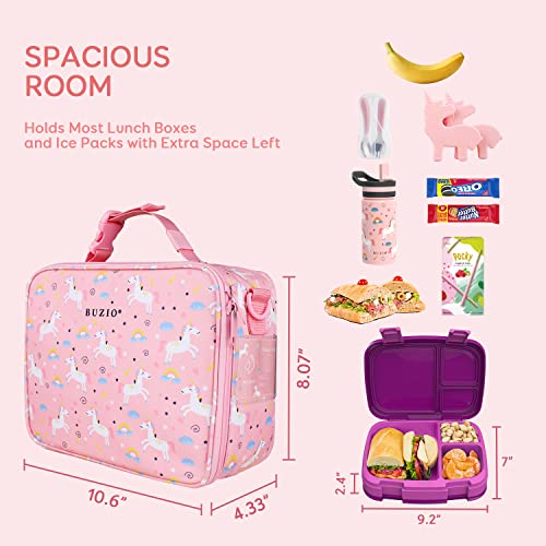 Kids Lunch Box Insulated with 2 Reusable Ice Packs, Large Lunch Bag Soft, Double Insulated, Durable, Water-Resistant Fabric with Zippered Pockets and Bottle Holder, Thermal Meal Tote Kit, Unicorn