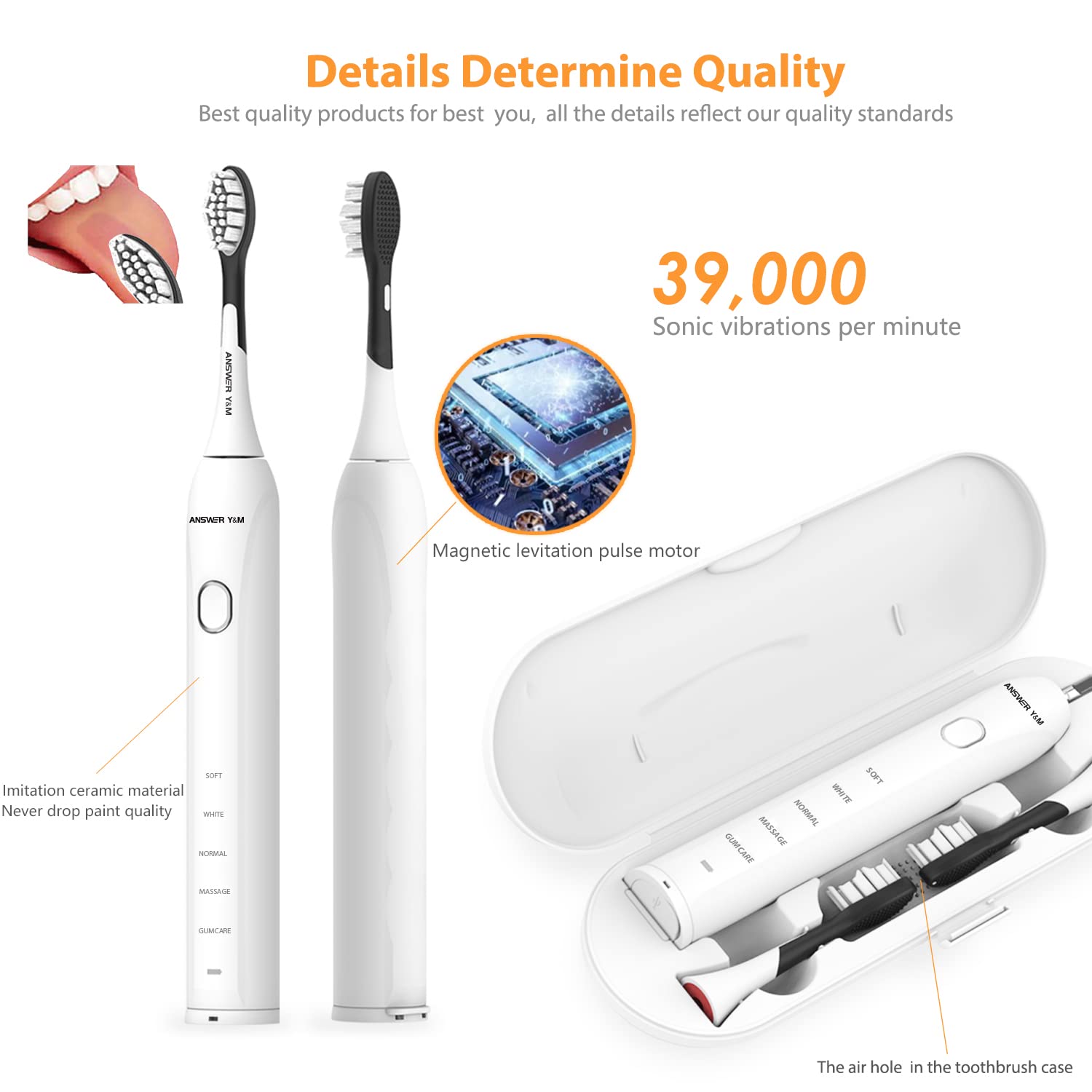 Electric Toothbrush Replacement Head for ANSWER Y&M Sonic Electric Toothbrush & ANSWER Y&M Electric Toothbrush with Water Flosser Combo
