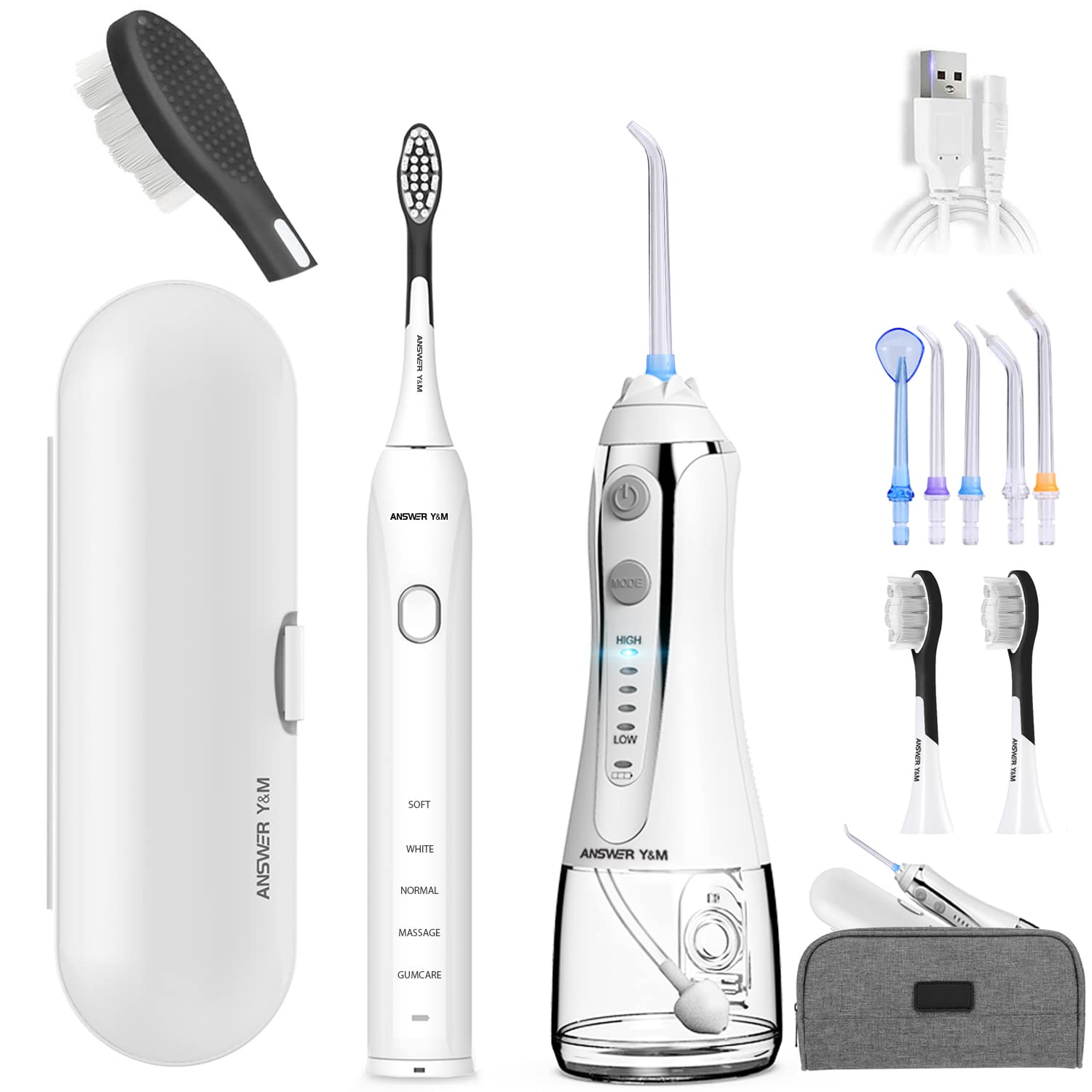 Electric Toothbrush Replacement Head for ANSWER Y&M Sonic Electric Toothbrush & ANSWER Y&M Electric Toothbrush with Water Flosser Combo