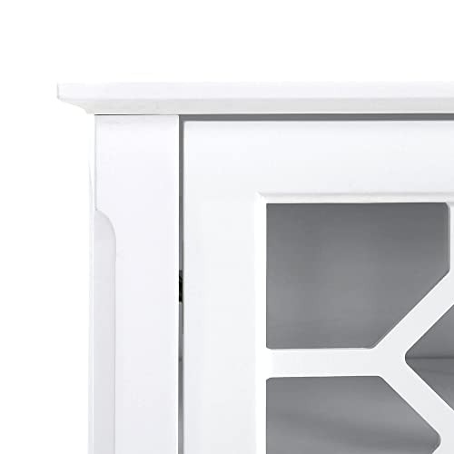 HOMCOM Sideboard Buffet Cabinet, Kitchen Storage Cabinet, Double Glass Door Accent Cabinet with Adjustable Shelves for Entryway, Living Room, White