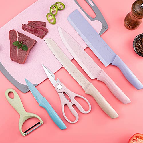 CHUYIREN Knife Set, Colorful Kitchen Knife Set 6 PCS, High Carbon Stainless Steel Cute Knife Set with Non-Stick Coating for Cooking, Camping, RV Travel, and Dorm,Gift Box