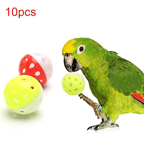 SPDD 10pcs Hollow Rolling Bell Ball Pet Bird Toy Parrot Chew Cage Fun Toys Parakeet Cockatiel Parrot Pet Toy