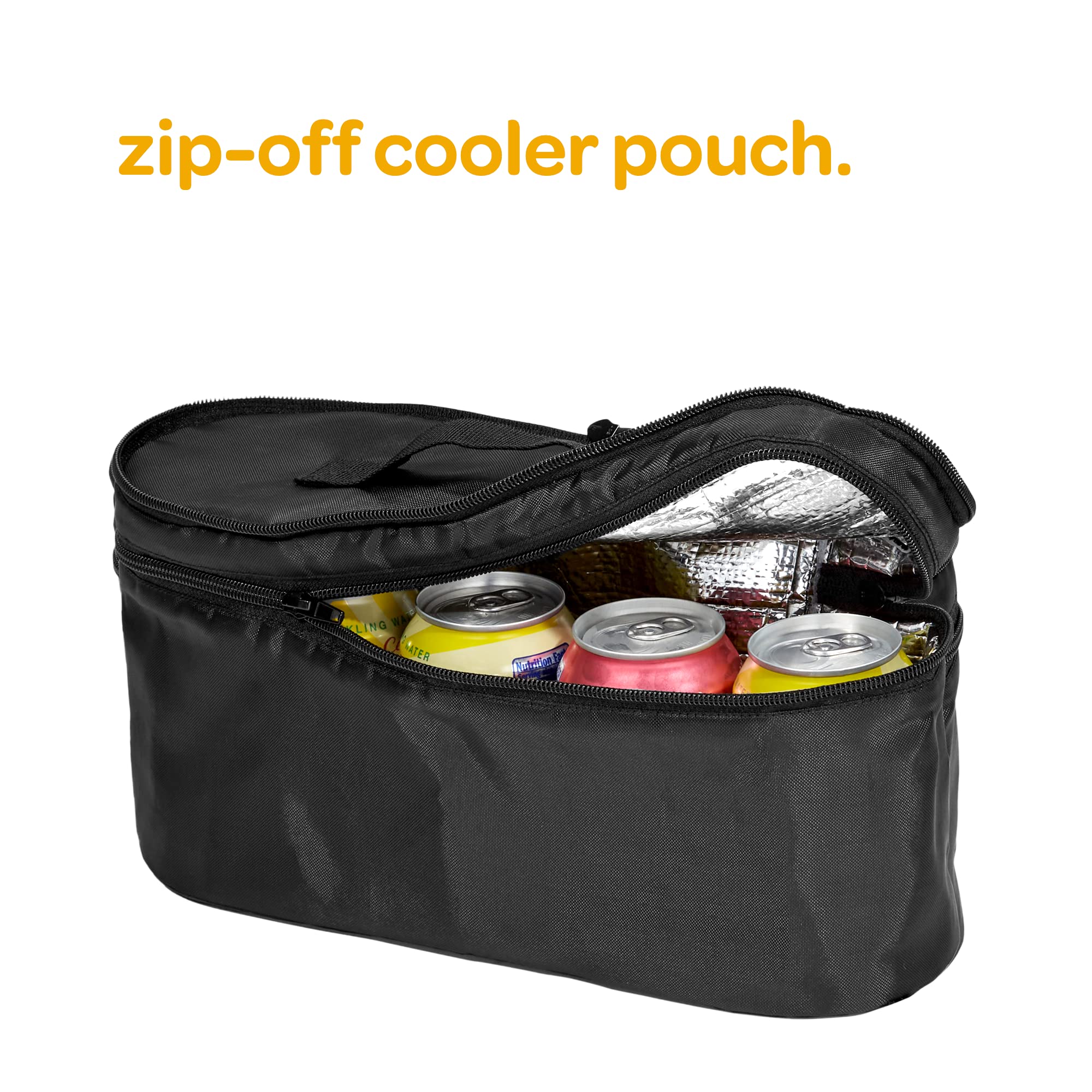 Larktale Universal Stroller Organizer | 2-in-1 Stroller Handlebar Console with Two Insulated Cup Holders, Multiple Storage Pockets, Phone Holder, Removable Shoulder Strap and Zippered Clutch | Removable Cooler Pouch for Transporting Baby's Food, Drinks, a