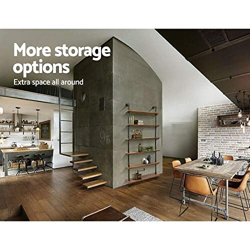 Diwhy Industrial Pipe Shelves Rustic Modern 36" W Wood Ladder Bookcase with Metal Frame,Pipe Wall Shelf,Wood Storage,Home Decor,Display Shelving,Retro Floating Wood Shelving,6 Layer Bookshelf (36" W)