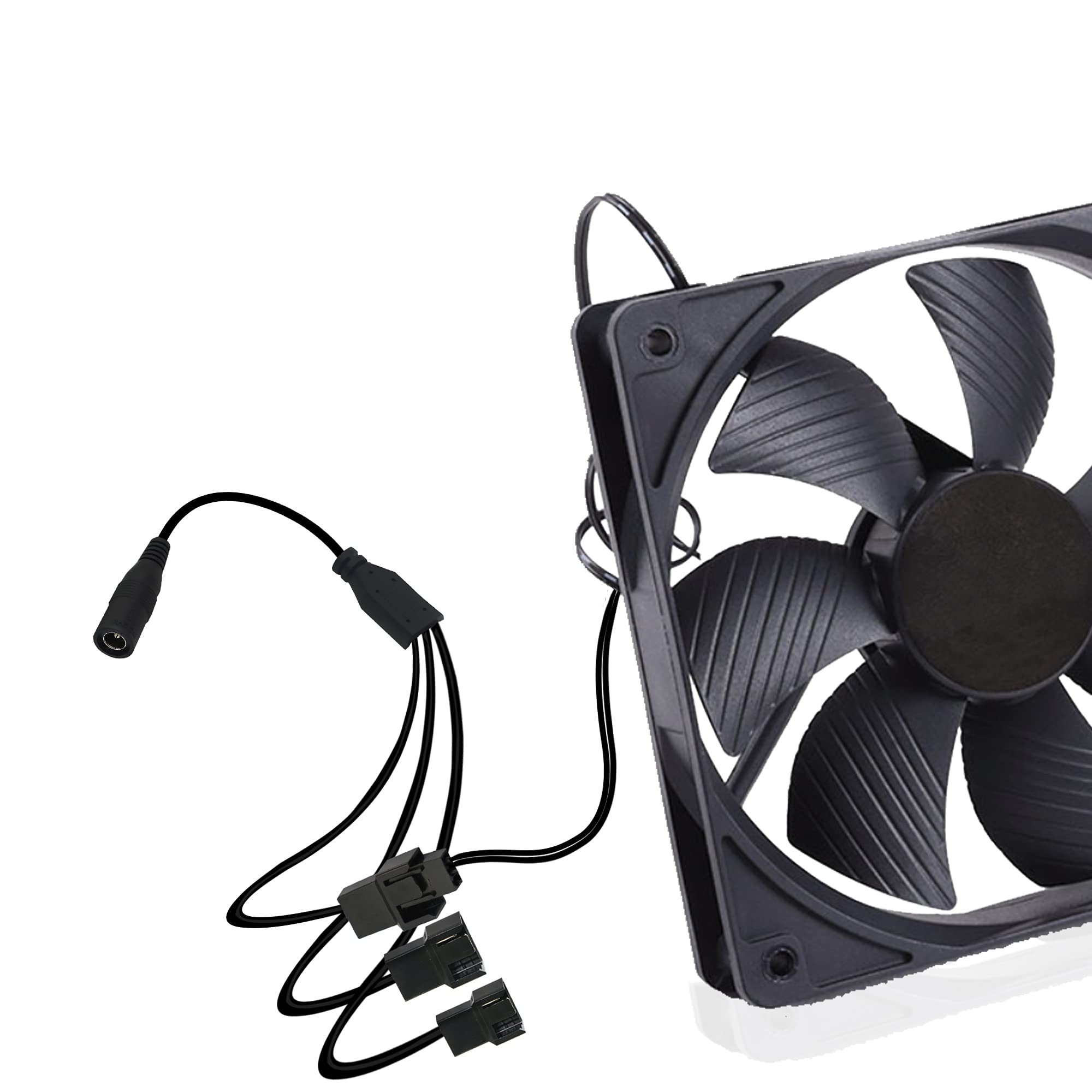 PNGKNYOCN 35cm 5.5x2.1mm DC Plug to 3 x 3 Pin or 4 Pin Computer PC Case Fan Power Splitter Adapter Cable