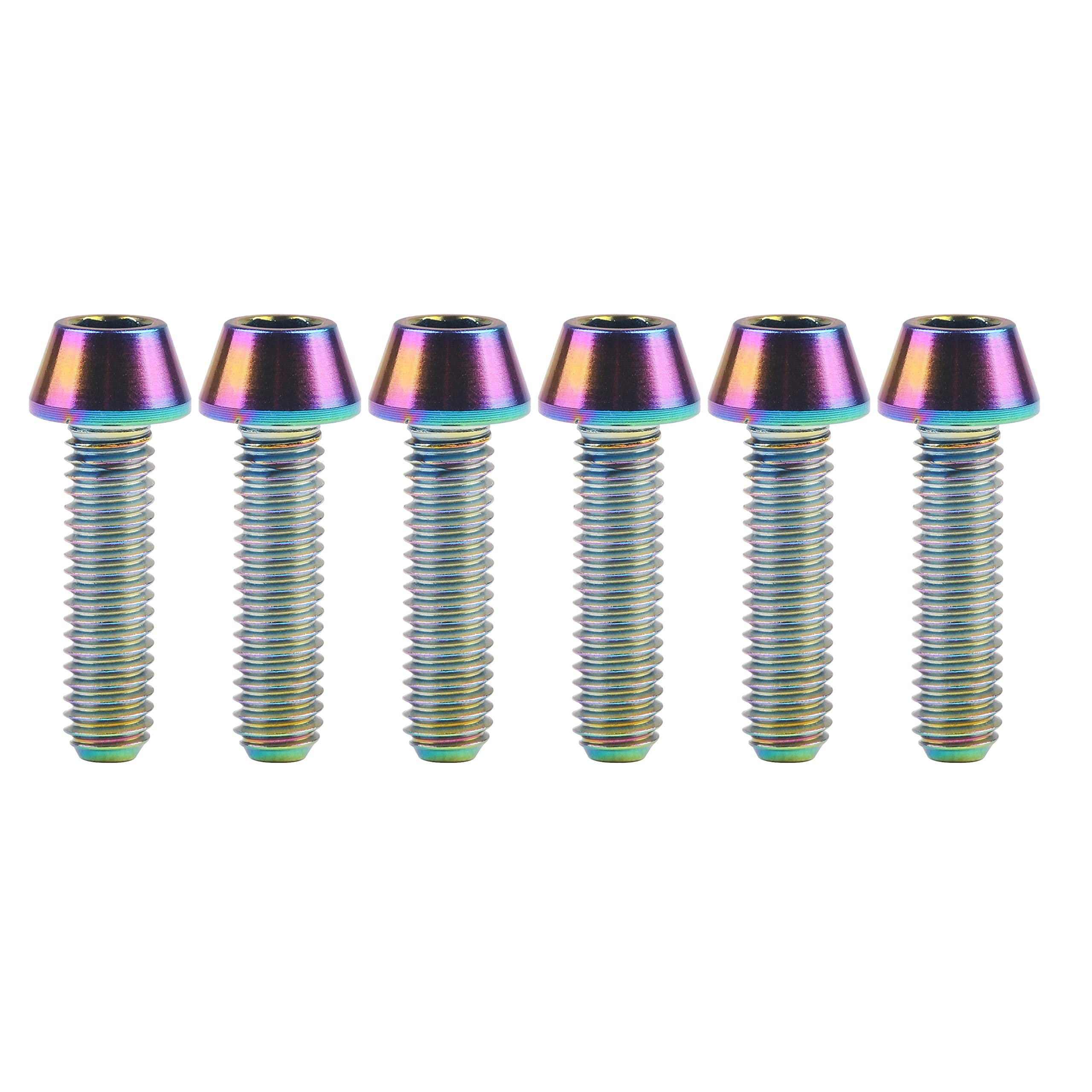Wanyifa Titanium Ti DIN912 M4 8 15 20mm Tapered Head Hex Bolts Bicycle Screws Pack of 6 (Multicolored, M4x15mm)