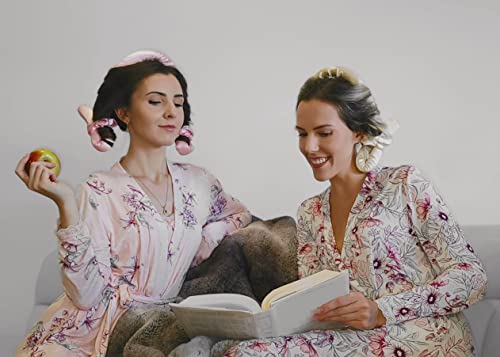 NUXARO TikTok Satin Heatless Hair Curler Headband for Long and Medium Hair Will Create Beautiful Curls the Set Includes a Curling Rod Wave with 2 Hair Ties and 1 Claw Clip (Blue)