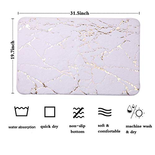 Flixsonic Bathroom mat Luxurious Ultra Soft Non-Slip Absorbent Quick Dry ,Machine Washable Shower Rug, Perfect mat for Bathroom,Kitchen, and Bedroom Decor (19.7 x 31.5 Inch, White)
