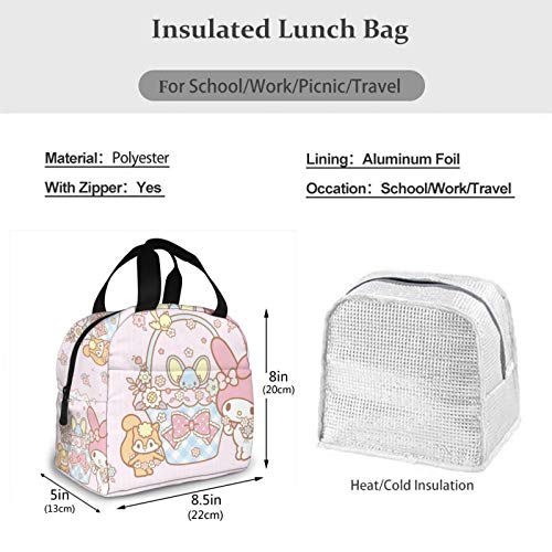 LiAoo My Melody Lunch Bag Insulated Lunch Cooler Box Meal Prep Containers for Woman Man Kids