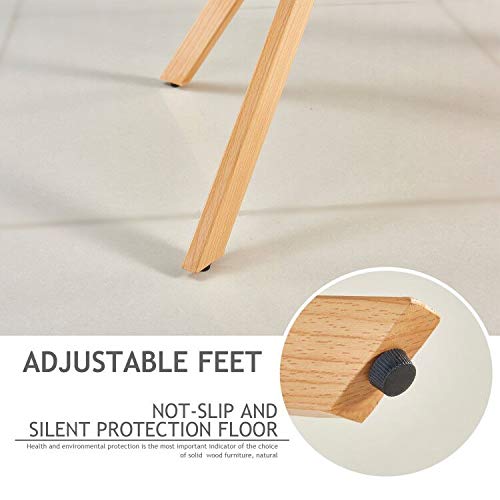 Hommoo Rectangle Dining Table Modern Kitchen Table Tea Coffee Table with White MDF Top and Wood Legs for Kitchen and Dining Room