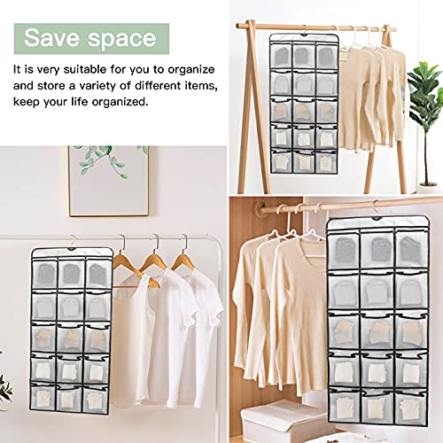 Zimso 30 Pockets Dual Sided Hanging Shoe Rack Hanging Shoe Shelves, Baby Shoe Hanger Organizer for Closet 43.9 x 43.9 in (White)