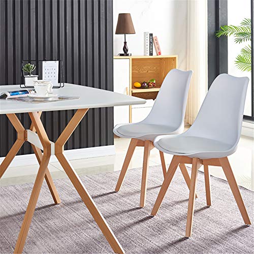 Hommoo Rectangle Dining Table Modern Kitchen Table Tea Coffee Table with White MDF Top and Wood Legs for Kitchen and Dining Room