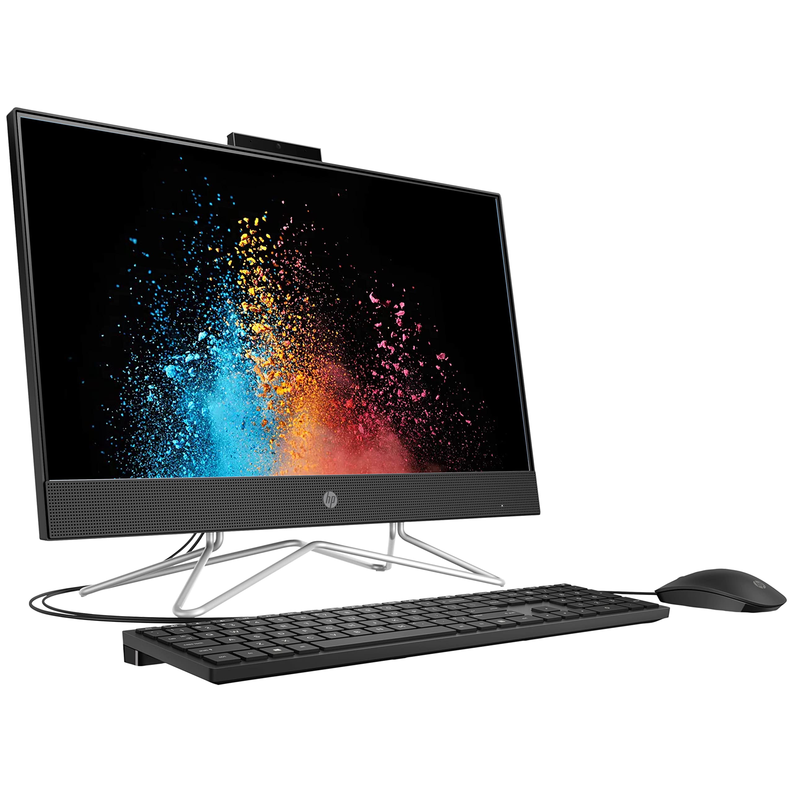 HP 2022 All-in-One Desktop, 23.8" FHD Display, Intel Core i5-1135G7, 8GB RAM, 256GB PCIe SSD + 1TB HDD, WiFi, DVD, HDMI, RJ-45, USB Wired Keyboard&Mouse, Webcam, Windows 11 Home, Black