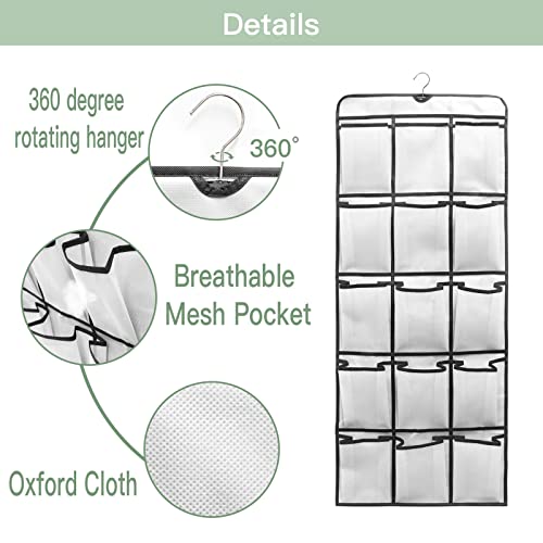 Zimso 30 Pockets Dual Sided Hanging Shoe Rack Hanging Shoe Shelves, Baby Shoe Hanger Organizer for Closet 43.9 x 43.9 in (White)