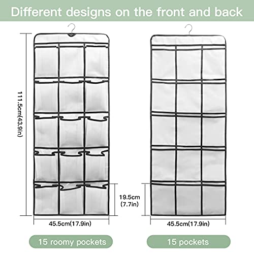 Zimso 30 Pockets Dual Sided Hanging Shoe Rack Hanging Shoe Shelves, Baby Shoe Hanger Organizer for Closet 43.9 x 43.9 in (White)