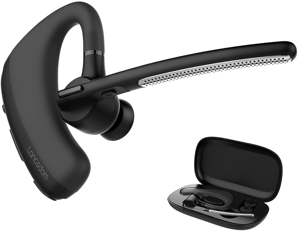 Langsdom Bluetooth Headsets Qualcomm V5.0 12 Hrs HD Talktime Wireless Earpiece CVC8.0 Noise Cancelling with Mute for Driving,Business,Office