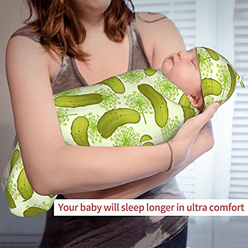 YIFTD Newborn Swaddle Blanket with Beanie Set Dill Pickles Soft Baby Sleep Sack Stretch Adjustable Baby Swaddle Wraps Receiving Blankets for Boys Girls