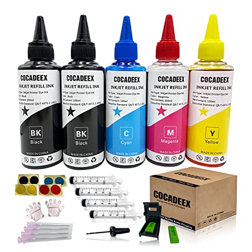 COCADEEX 500ml Ink Refill Kit Compatible with Ink Cartridges 67XL 65XL 64XL 63XL 62XL 67 65 64 63 62