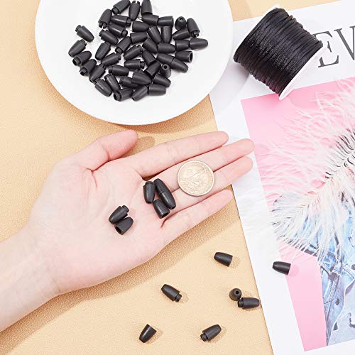 PH PandaHall Breakaway Clasp for Lanyard, 30 Set Black 24mm Plastic Barrel Connectors Safety Clasps with 10m 2mm Nylon Lanyard String Cords for Necklaces Bracelets Lanyards Jewelry DIY Craft Making