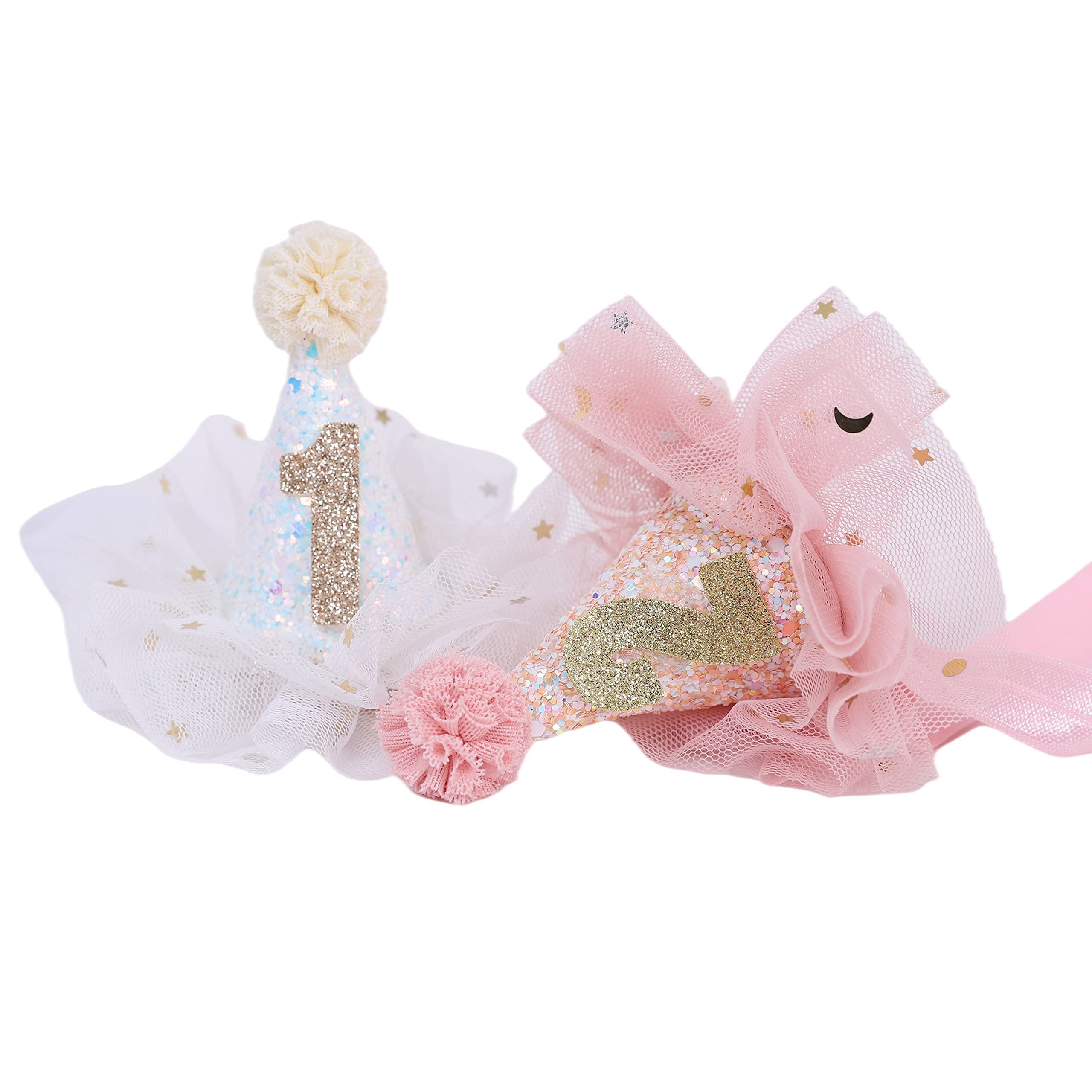 LINLULU Mini Birthday Hat Headband - First Birthday Hat, 1st to 3rd Birthday Hat Headband, Newborn Headbands for Girls, Pet Birthday Hat