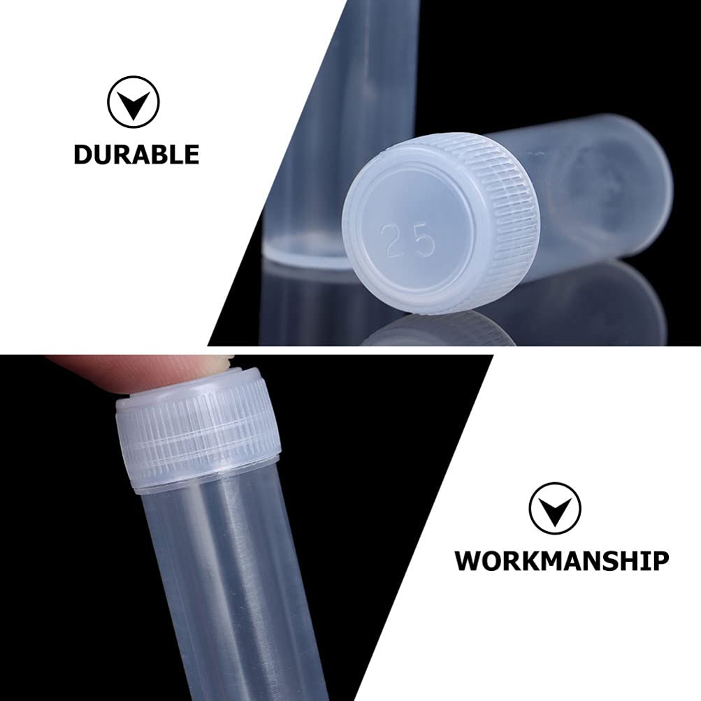 Hemobllo Medication Vials 5ml Plastic Bottles Small Vials Empty Sample Containers with Screw Caps Containers for All Your Pills, Tablets or Supplements (Transparent)