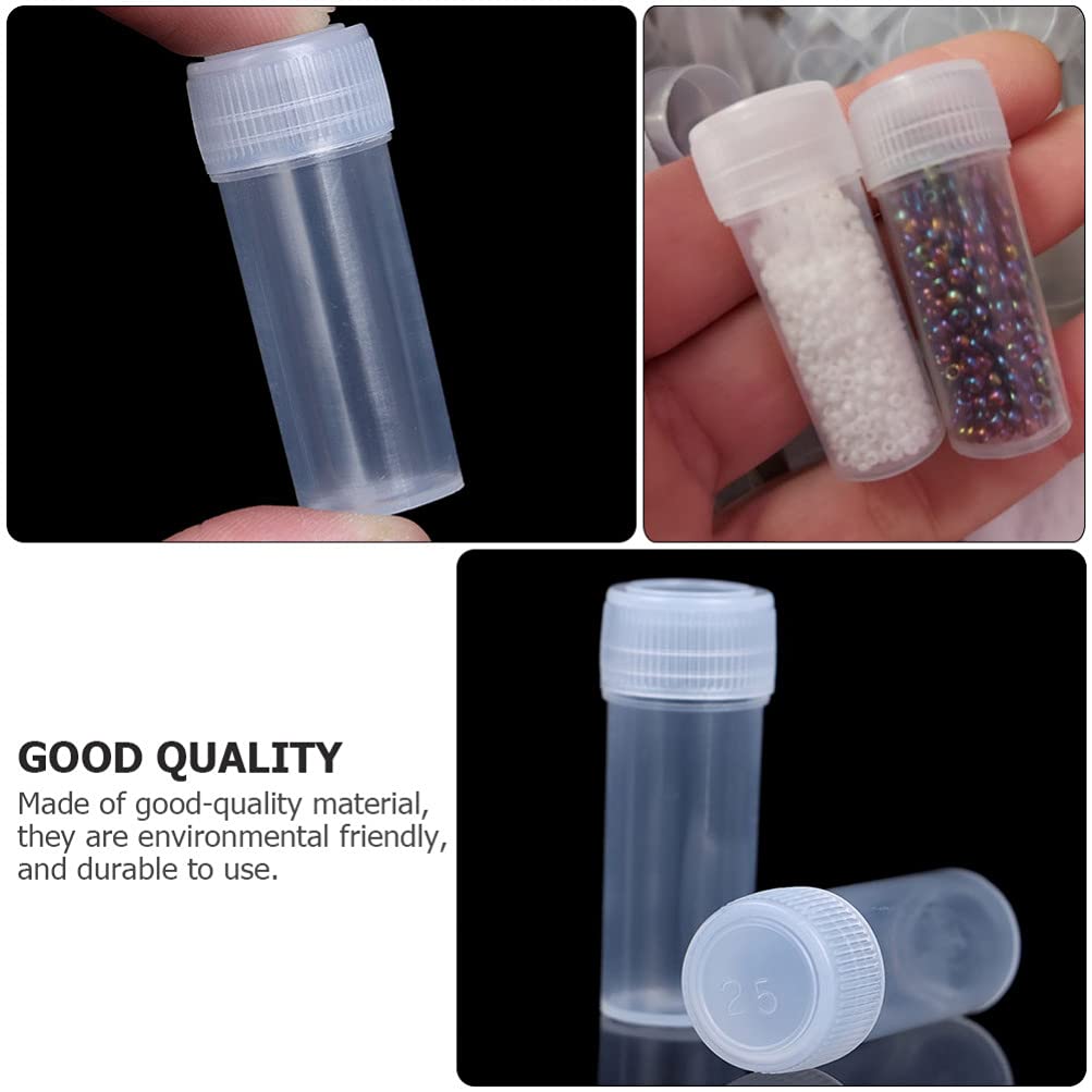 Hemobllo Medication Vials 5ml Plastic Bottles Small Vials Empty Sample Containers with Screw Caps Containers for All Your Pills, Tablets or Supplements (Transparent)