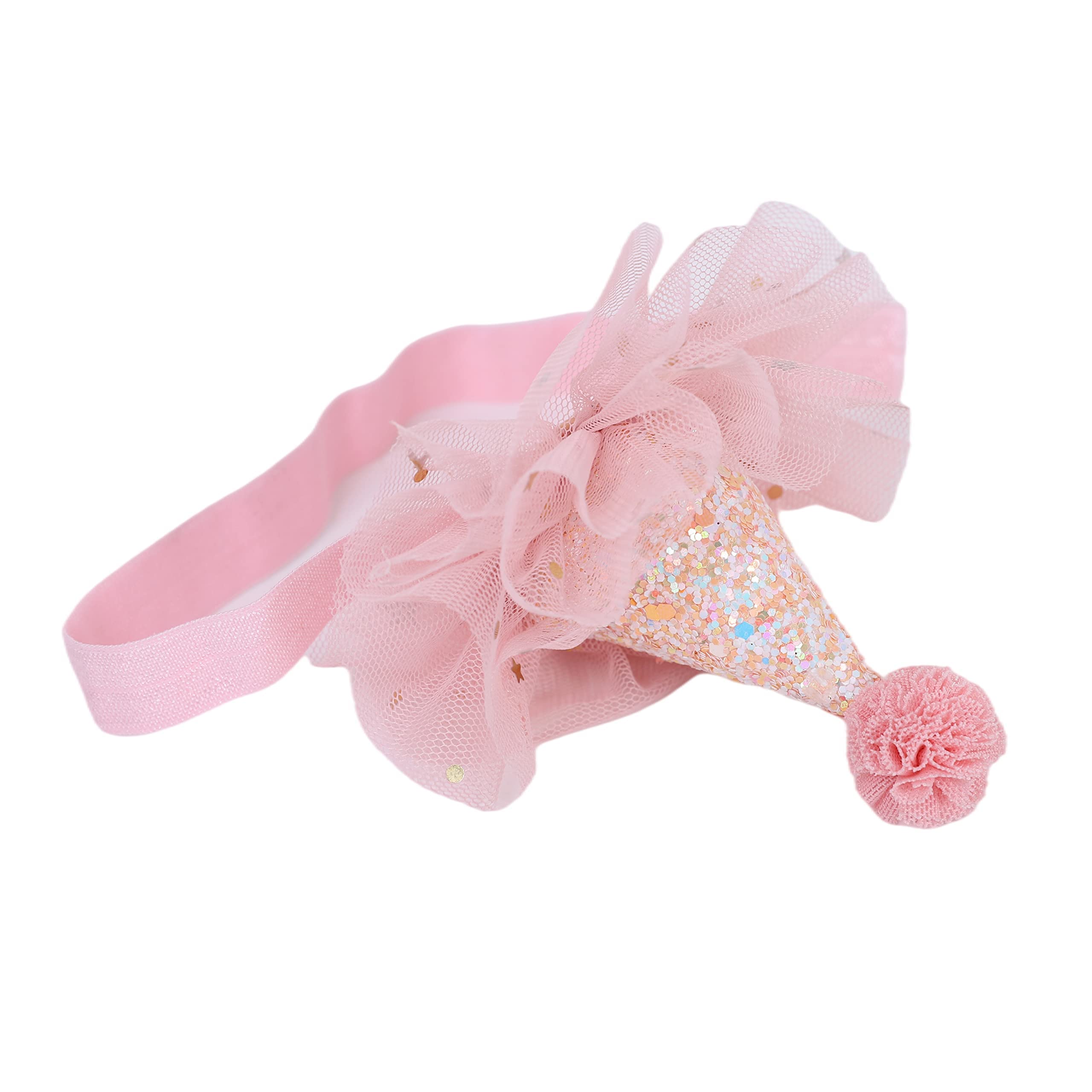 LINLULU Mini Birthday Hat Headband - First Birthday Hat, 1st to 3rd Birthday Hat Headband, Newborn Headbands for Girls, Pet Birthday Hat