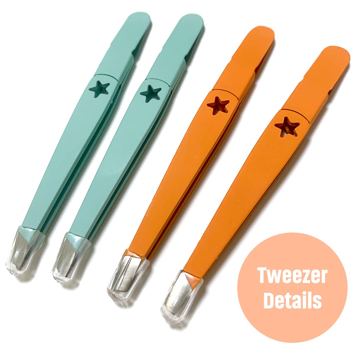 Slant Tip Eyebrow Tweezers, Houdian 1 Pack Stainless Steel Hair Removal Makeup Tool for Women & Men (Orange)