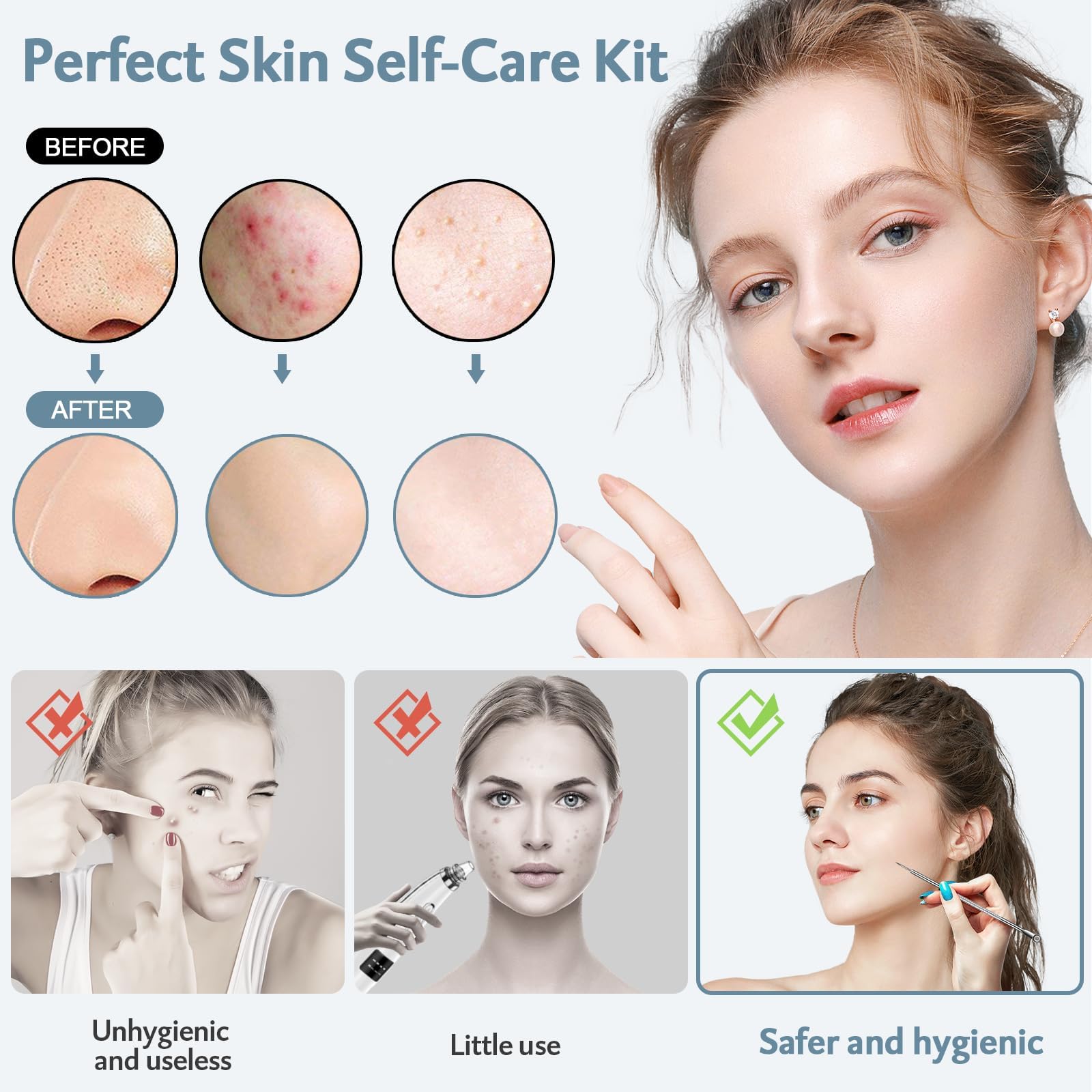 Pimple Popper Tool Kit, MENOLY 10Pcs Blackhead Remover Extractor Tools, Acne Kit for Blackhead,Blemish,Zit Removing, Whitehead Popping and Comedone Extractor Tool with Leather Bag
