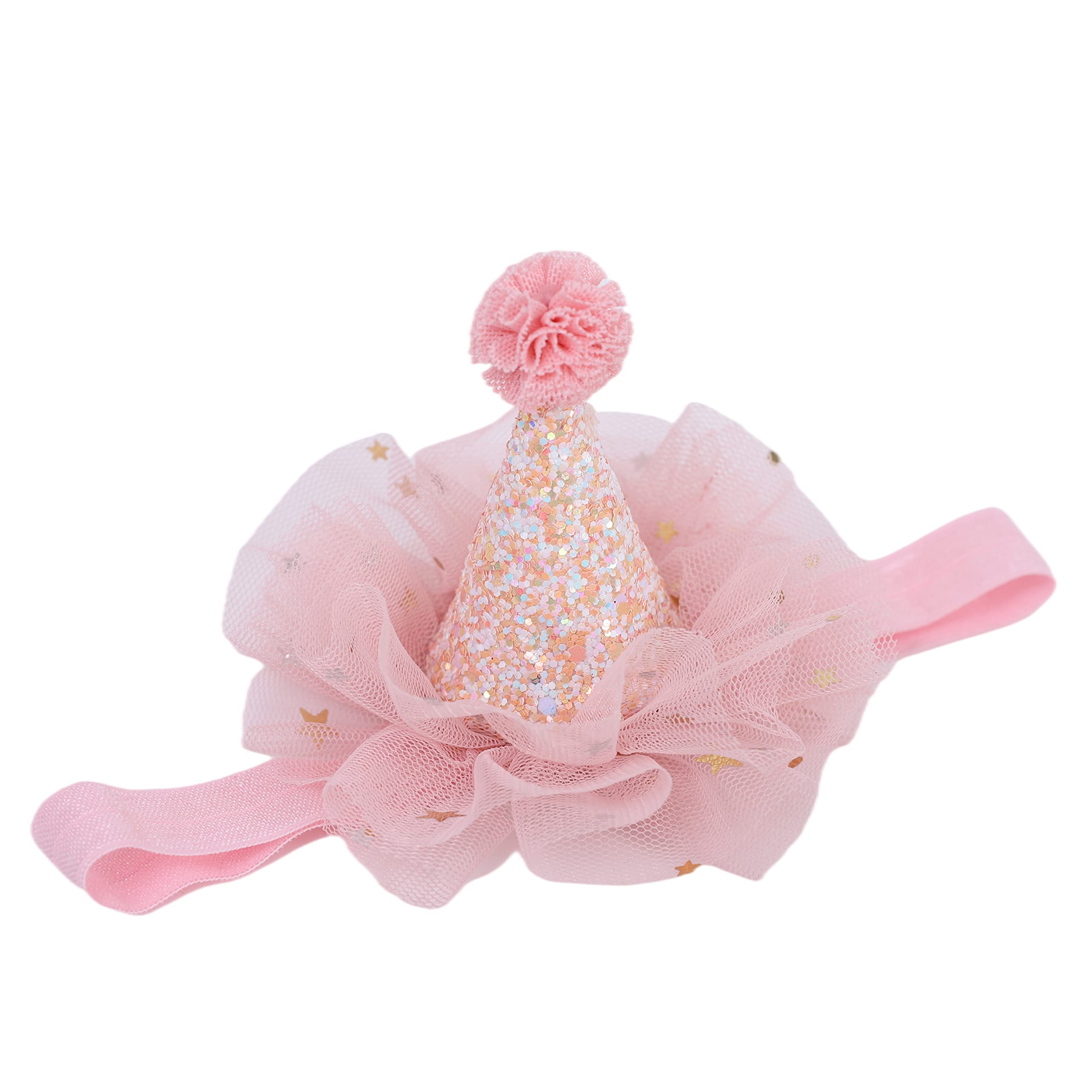 LINLULU Mini Birthday Hat Headband - First Birthday Hat, 1st to 3rd Birthday Hat Headband, Newborn Headbands for Girls, Pet Birthday Hat