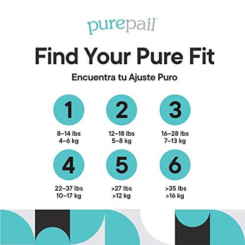 PurePail Disposable Diapers — Size 4 — 22-37 lbs — Chemical Free for Sensitive Skin — Unscented — Just Pure Fit — 152 Count